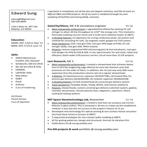 Edward Sung Resume 2016 | PDF | Free Download