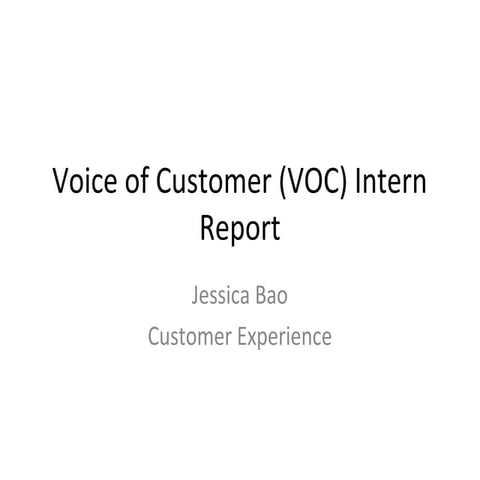 Voice of Customer (VOC) Intern Report | PPT