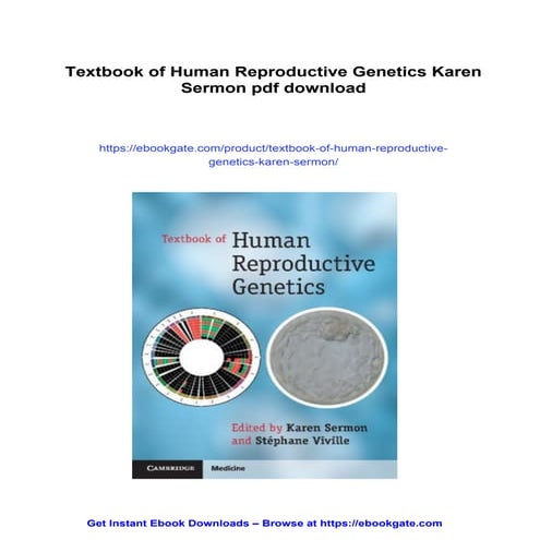 Textbook of Human Reproductive Genetics Karen Sermon | PDF