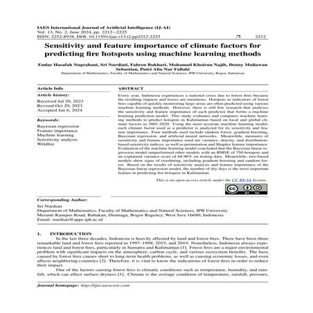Sensitivity and feature importance of climate factors for predicting fire hotspots using machine ...