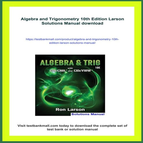 Algebra and Trigonometry 10th Edition Larson Solutions Manual | PDF