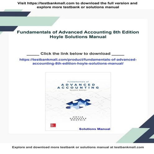 Fundamentals of Advanced Accounting 8th Edition Hoyle Solutions Manual | PDF