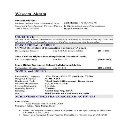 Waseem Akram CV | DOCX