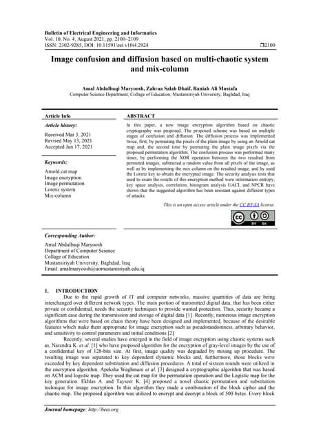 Method For A Simple Encryption Of Images Based On The Chaotic Map Of Bernoulli Pdf
