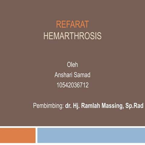 Hemartrosis (Pendarahan sendi) in Englis | PPT