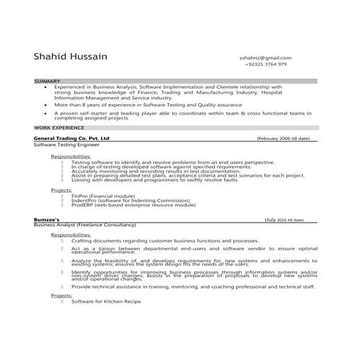 SHAHID HUSSAIN - RESUME | DOC
