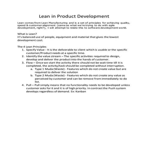 Lean in Product Development | PDF