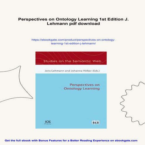 Perspectives on Ontology Learning 1st Edition J. Lehmann | PDF