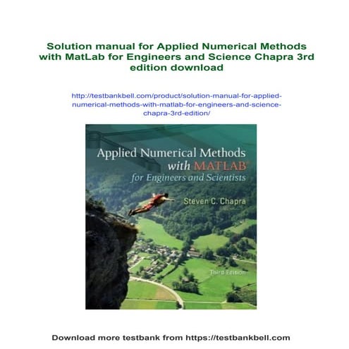 Solution Manual For Applied Numerical Methods With Matlab For Engineers And Science Chapra 3rd