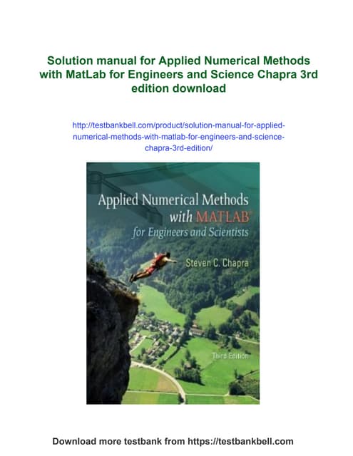 Solution Manual For Applied Numerical Methods With Matlab For Engineers And Science Chapra 3rd