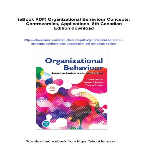 (eBook PDF) Organizational Behaviour Concepts, Controversies ...