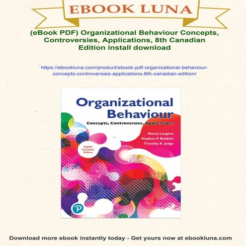 (eBook PDF) Organizational Behaviour Concepts, Controversies ...
