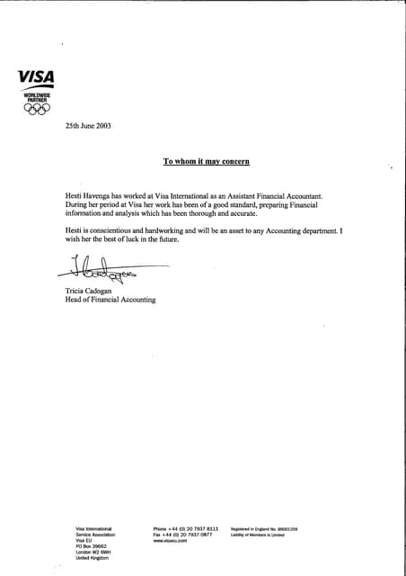 Letter Of Recommendation - Deloitte | PDF