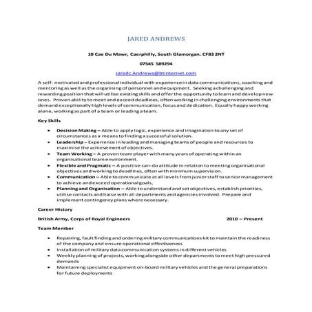 CV - JARED ANDREWS FINISHED COPY | PDF