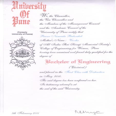 BE Certificate | PDF