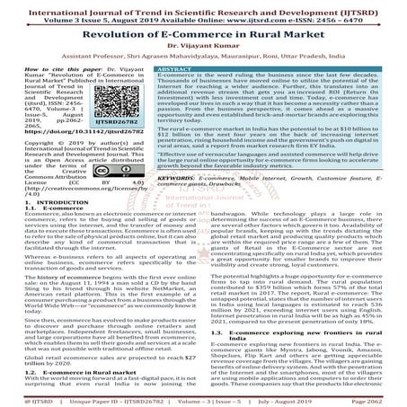 Revolution of E Commerce in Rural Market | PDF