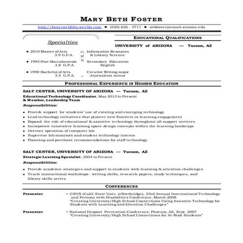 Foster Resume - Ed Tech coord | DOCX