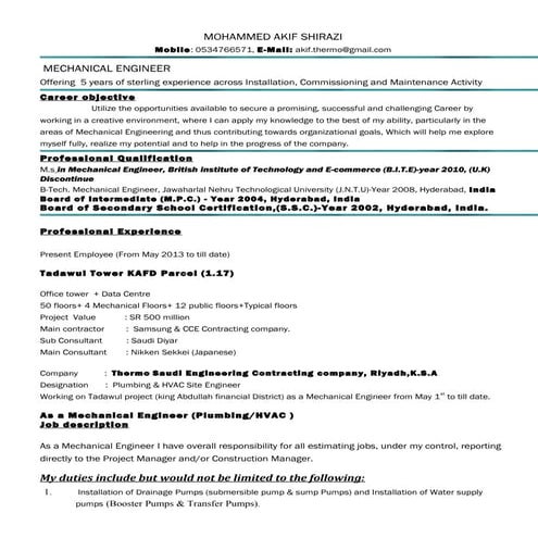 Mechanical Engineer CV .doc1