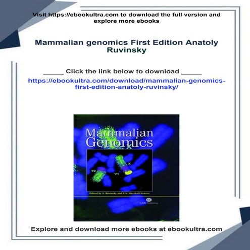 Mammalian genomics First Edition Anatoly Ruvinsky | PDF