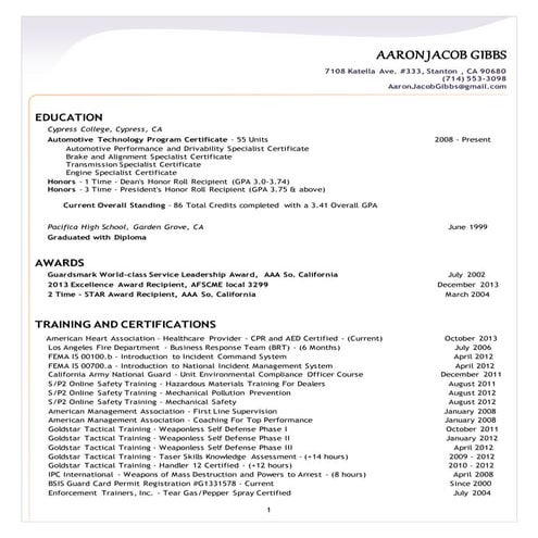 Aaron Gibbs Resume #001 | DOCX