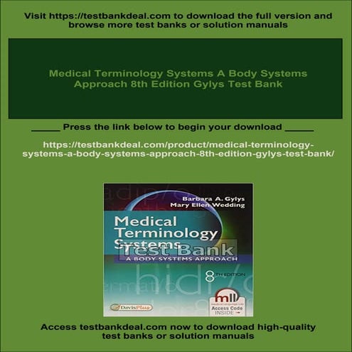 Medical Terminology Systems A Body Systems Approach 8th Edition Gylys ...