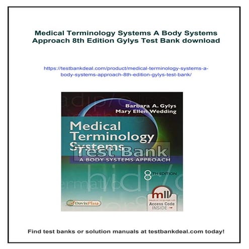 Medical Terminology Systems A Body Systems Approach 8th Edition Gylys ...