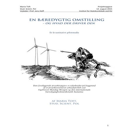 Projektopgave - En bæredygtig omstilling - Maria Toft | PDF