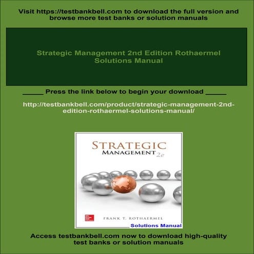 Strategic Management 2nd Edition Rothaermel Solutions Manual | PDF