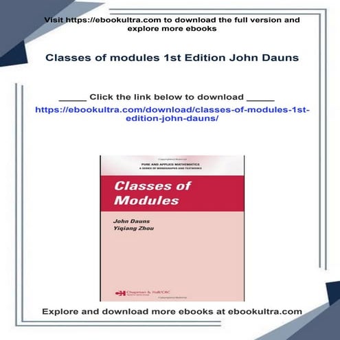 Classes of modules 1st Edition John Dauns | PDF