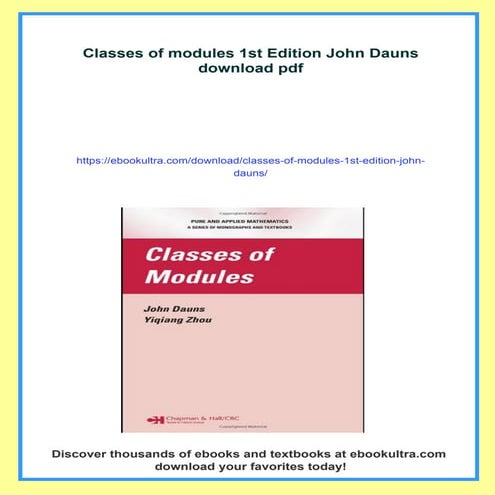 Classes of modules 1st Edition John Dauns | PDF