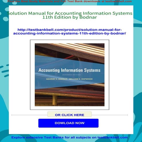 Solution Manual for Accounting Information Systems, 10th Edition | PDF