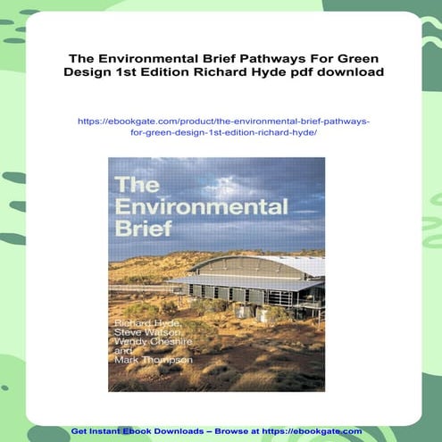 The Environmental Brief Pathways For Green Design 1st Edition Richard ...