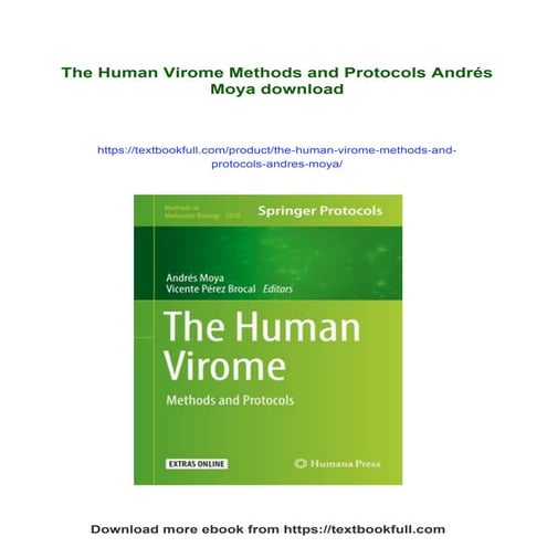The Human Virome Methods and Protocols Andrés Moya | PDF