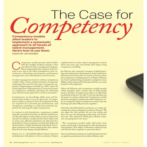 The Case for Competency Models | PDF