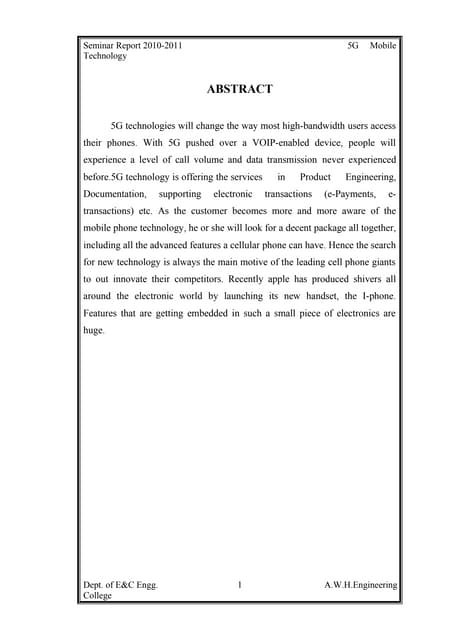 5G TECHNOLOGY project report | PDF