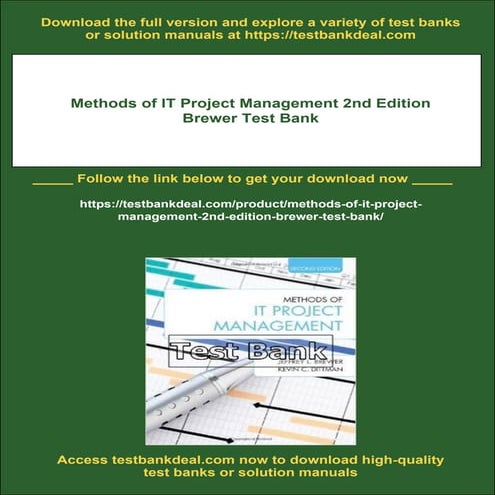 Methods of IT Project Management 2nd Edition Brewer Test Bank | PDF