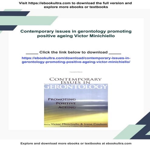 Contemporary issues in gerontology promoting positive ageing Victor Minichiello | PDF