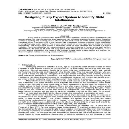 Designing Fuzzy Expert System to Identify Child Intelligence | PDF