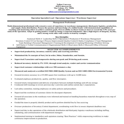 Talbot Converse Resume | DOC