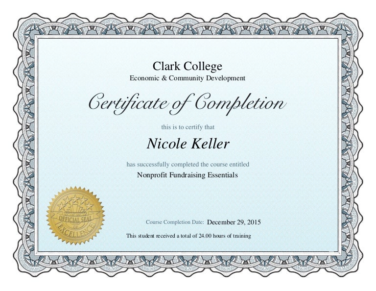 Certificate for Nonproft Fundraising Essentials Dec 2015