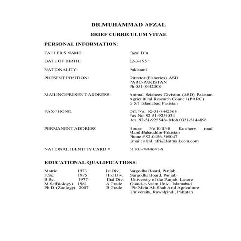 CV-AFZAL | DOC | Agriculture | Industries