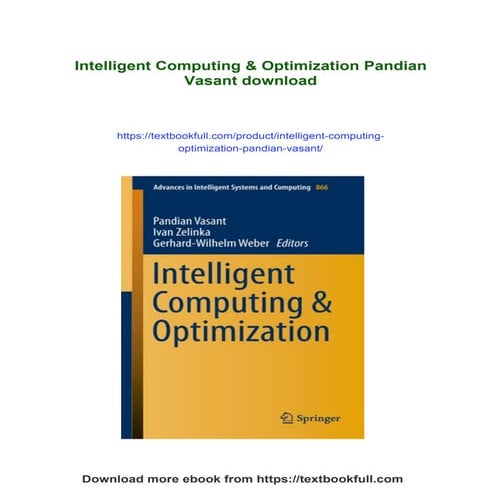 Intelligent Computing & Optimization Pandian Vasant | PDF