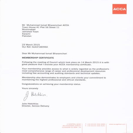ACCA Membership Certificate | PDF