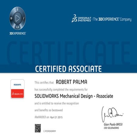 SolidWorks Certificate