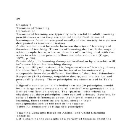 39Chapter 7Theories of TeachingIntroductionTheories of l.docx