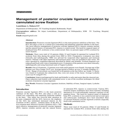 5. PCL repair | PDF | Death, Injury, or Military Conflict | Sensitive ...