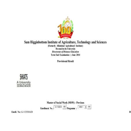 Sam Higginbottom Institute of Agriculture | DOCX