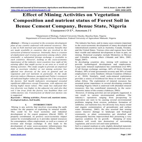 effect of mining activities on vegetation composition and nutrient ...