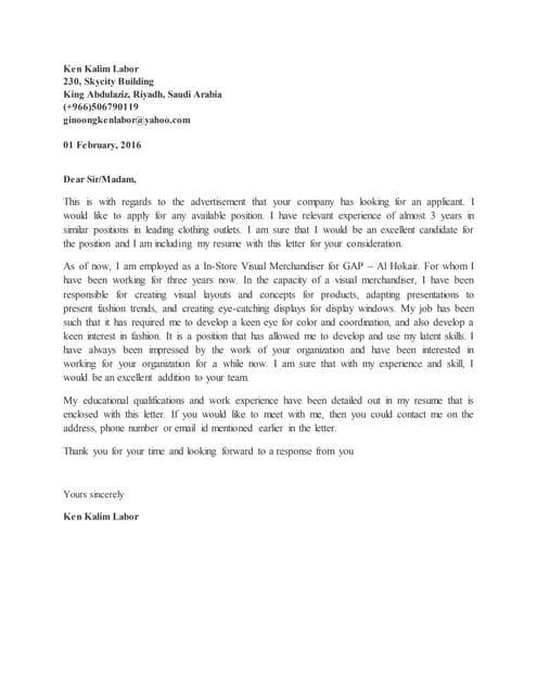 cover letter | PDF
