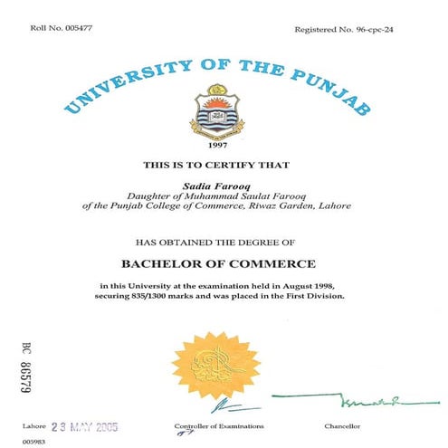 Original BComm Degree | PDF